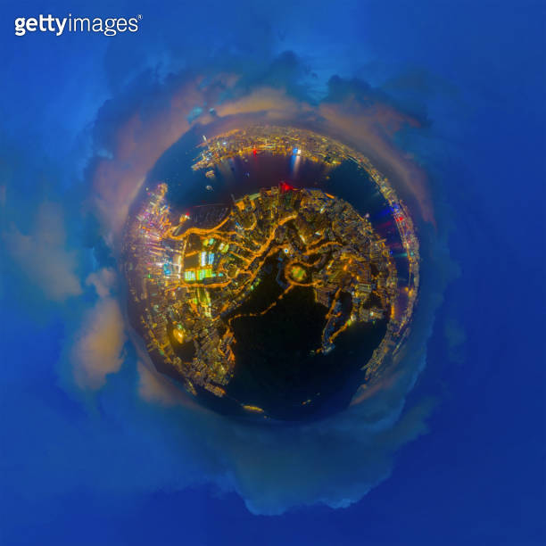 Little planet 360 degree sphere birds eye view. Panoramic view of ...