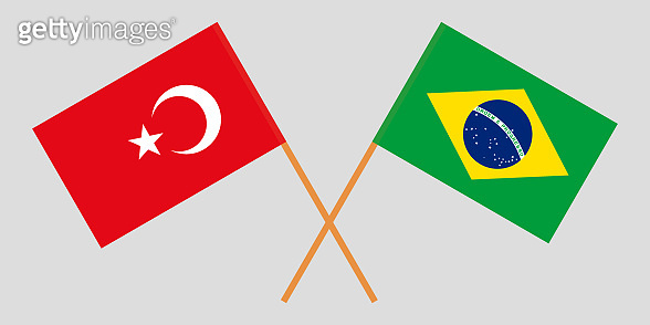 Brazil and Turkey. The Brazilian and Turkish flags. Official proportion ...