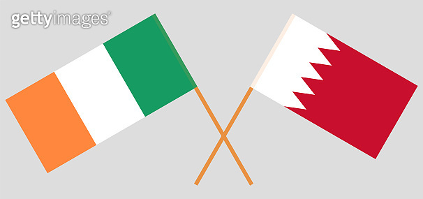Bahrain and Ireland. Crossed Bahraini and Irish flags 이미지 (1177226690 ...