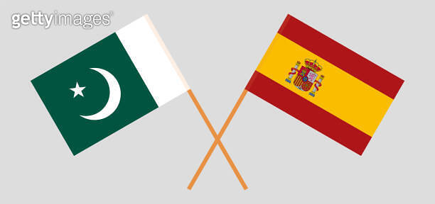 Pakistan and Spain. Crossed Pakistani and Spanish flags 이미지 (1178564058 ...