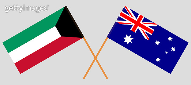 Australia and Kuwait. The Australian and Kuwaiti flags. Official colors ...