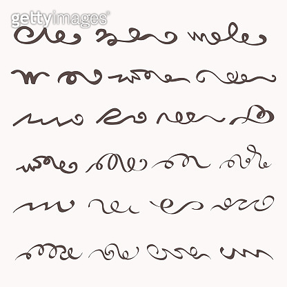 Swirly line curl patterns isolated on white background. Vector flourish ...