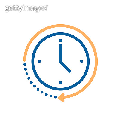 Clock icon with circular motion shape with arrow indicating passage of ...