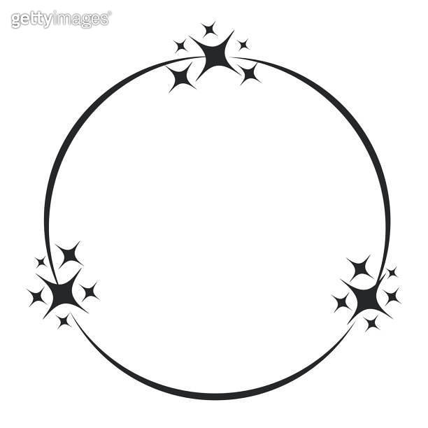 Stardust frame. Shiny star circle frame, starry glitter stamp and round ...