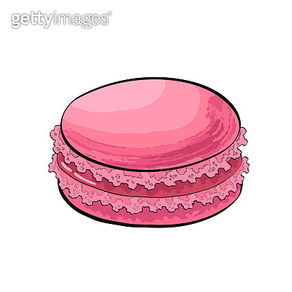 Macaron or macaroon biscuits cake, sketch vector illustration isolated ...