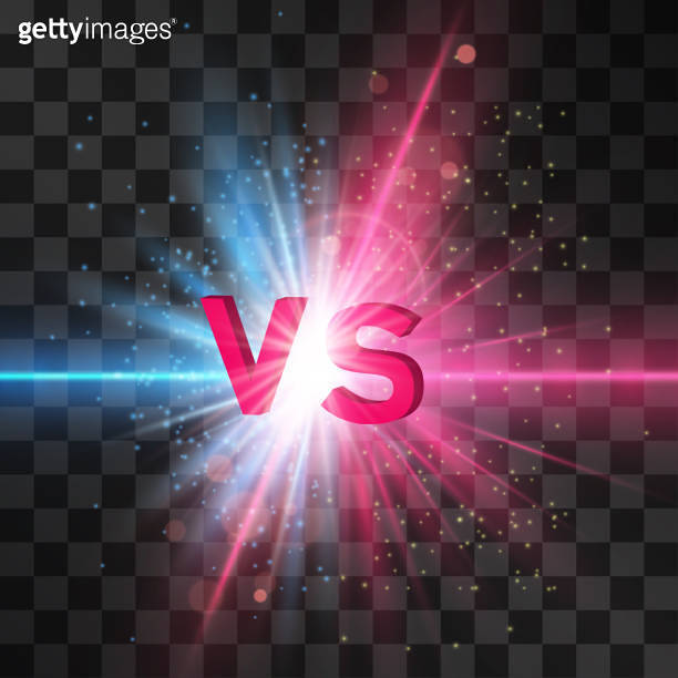 Blue neon and red lightning flash versus, vs letters for sports and ...