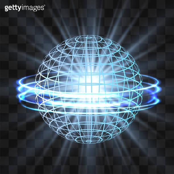 Globe mesh vector planet isolated on transparent background. Blue shine ...