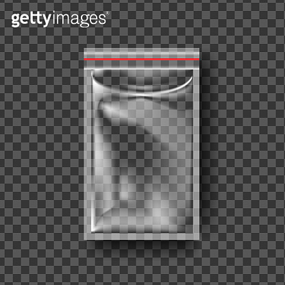 Plastic Zipper Vector. Transparent Zip Wrap. Empty Product Polyethylene ...