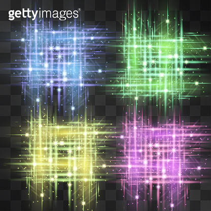 Laser glow vector grid light effect with sparkles on transparent ...