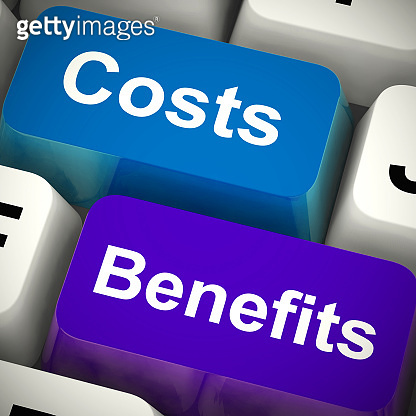 Cost versus benefit analysis shows financial opportunities - 3d ...