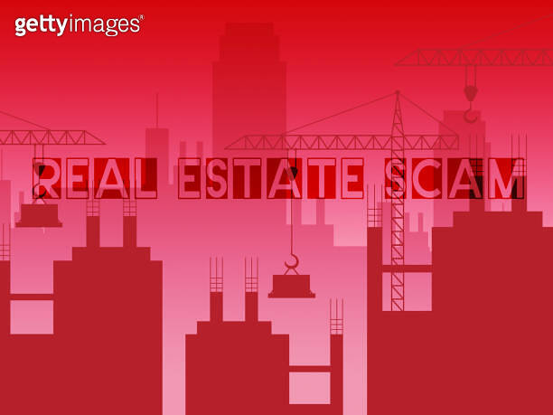 Real Estate Scam City Depicting Property Deceit And Deception - 3d ...