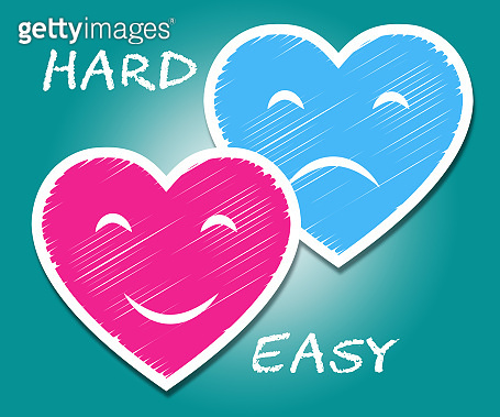 Easy Vs Hard Hearts Portray Choice Of Simple Or Difficult Way - 3d ...
