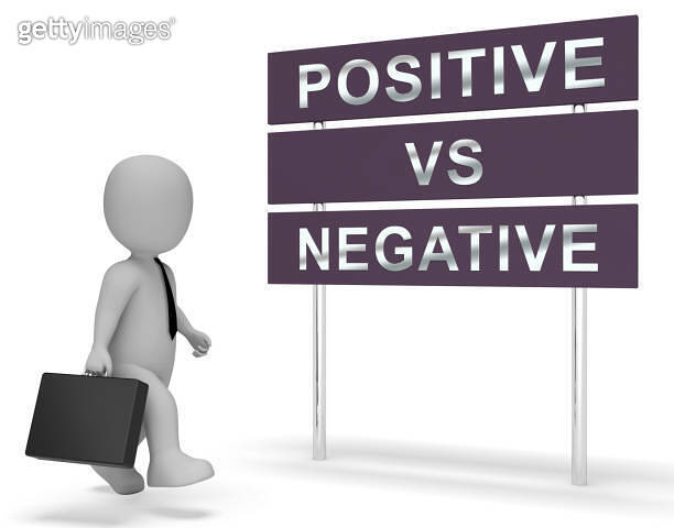 Positive Vs Negative Sign Depicting Reflective State Of Mind - 3d ...