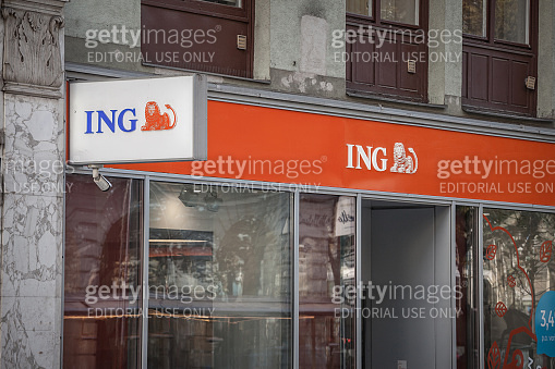 ING Bank logo in front of their office for downtown Vienna. ING group ...