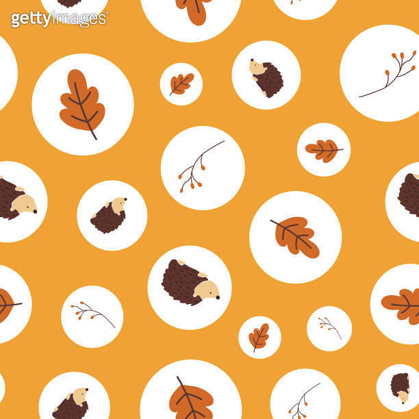 Autumn polka dot pattern with fall elements. Woodland Scandinavian ...