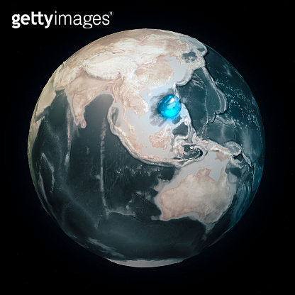 Map of the world without water. All the water on Earth in one place ...