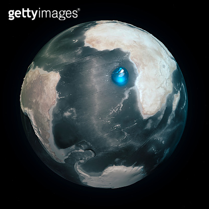 Map of the world without water. All the water on Earth in one place ...