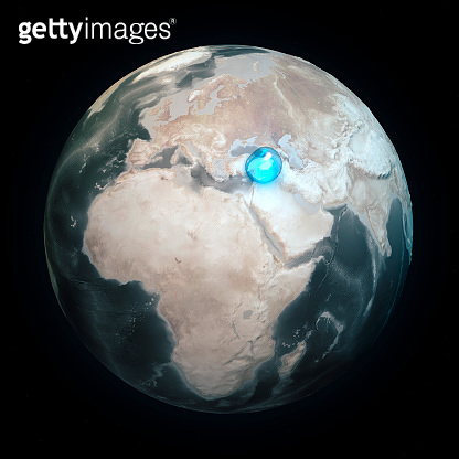 Map of the world without water. All the water on Earth in one place ...