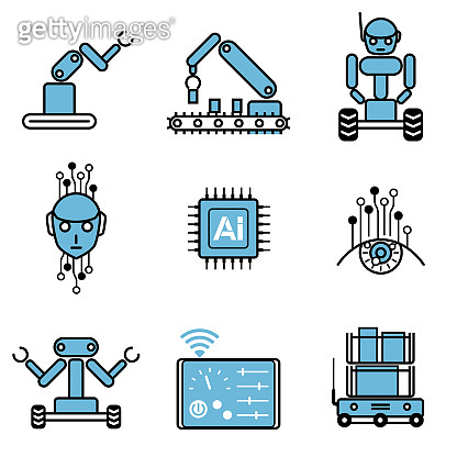 AI automated robot system icon set (1151332742) 일러스트, 무료 일러스트, 아이콘, 무료 ...