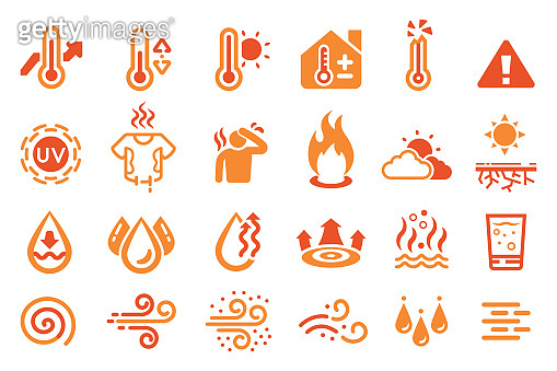 Hot temperature reaction icon. heat weather element. 이미지 (1150004007 ...