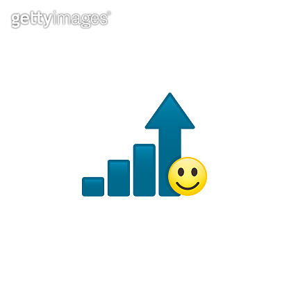 Growing graph Chart icon with positive smile. Growth graph vector ...