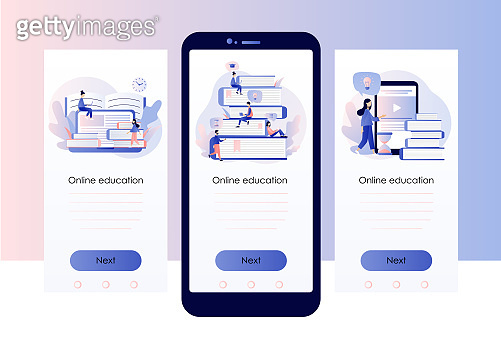 Online Education. Screen template for mobile smart phone. Flat style ...