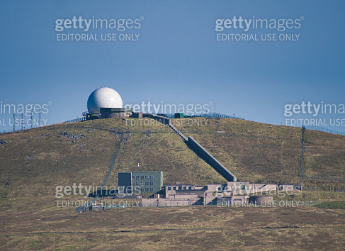 The radar dome and outbuildings at the RAF Remote Radar Head (RRH) Saxa ...