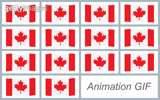 Canadian flag waving sprite sheet isolated on white background. Can be ...