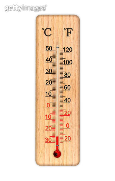 Wooden celsius and fahrenheit scale thermometer for measuring air ...