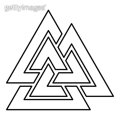 Valknut sign symblol icon black color vector illustration flat style ...