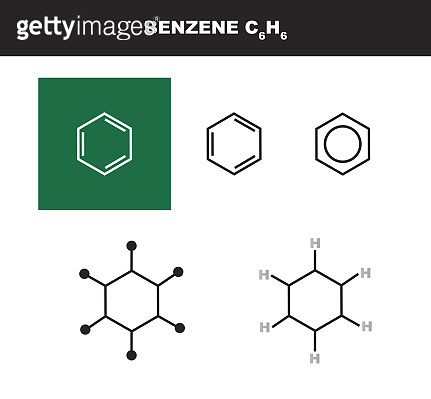 Vector molecule of benzene in several variants - organic chemistry ...