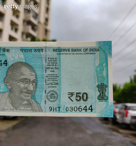 Fifty rupee indian currency bank note. (1162512981) - 게티이미지뱅크
