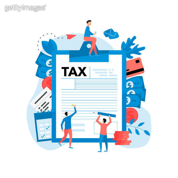 Tax payment vector illustration concept. Filling tax form. 이미지 ...