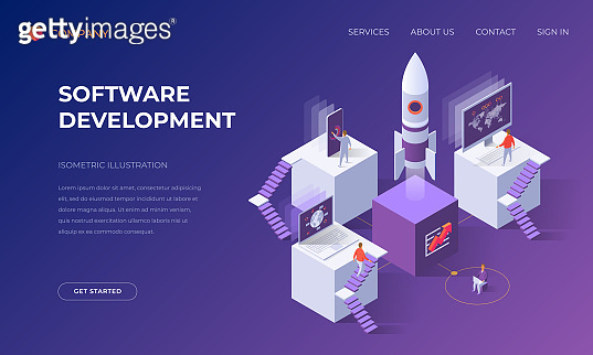 Landing page for software development 이미지 (1195362173) - 게티이미지뱅크