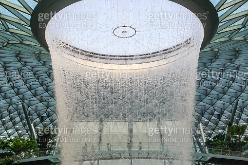 The Rain Vortex, 40m-tall indoor waterfall located inside the Jewal ...