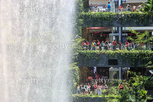 The Rain Vortex, 40m-tall indoor waterfall located inside the Jewal ...