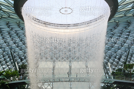 The Rain Vortex, 40m-tall indoor waterfall located inside the Jewal ...