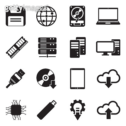IT And Network Icons. Black Flat Design. Vector Illustration. 이미지 ...