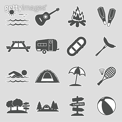 Summer Camp Icons. Sticker Design. Vector Illustration. 이미지 (1176108853 ...