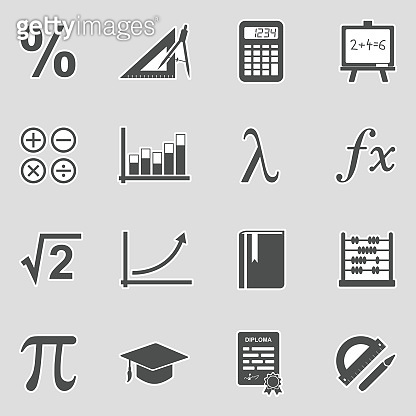 Mathematics Icons. Sticker Design. Vector Illustration. 이미지 (1154560298 ...