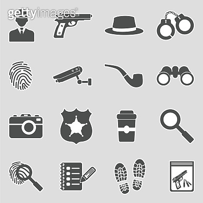 Detective Icons. Sticker Design. Vector Illustration. (1130851544) 일러스트 ...