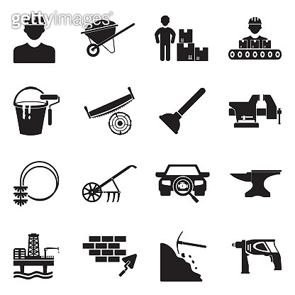 Manual Labor Icons. Black Flat Design. Vector Illustration. 이미지 ...