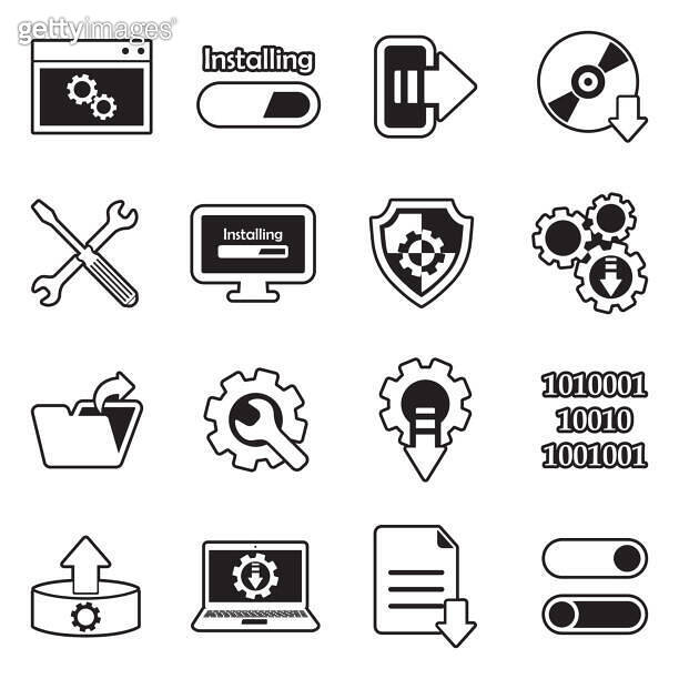 Setup, Installation And Configuration Icons. Line With Fill Design ...