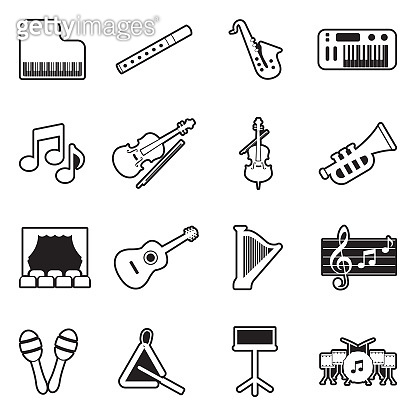 Orchestra Icons. Line With Fill Design. Vector Illustration. 이미지 ...