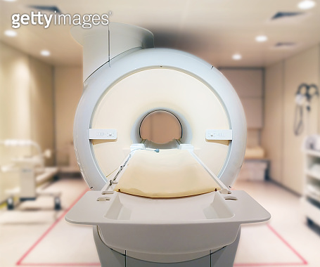 MRI or Magnetic resonance imaging scanner machine in Hospital isolated ...