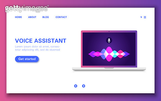 Loading page of smart voice assistant with sound wave on computer. 이미지 (1178972627) - 게티이미지뱅크
