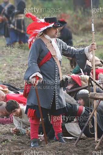 Members of history club wear historical uniform 17 century during ...
