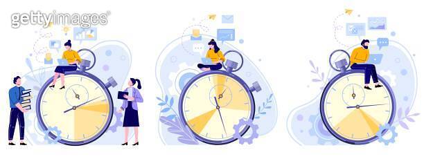 Work rate time management. Working hours timer, productivity timekeeper ...