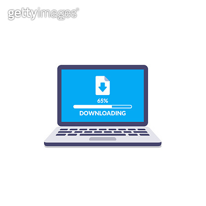 Downloading process on computer screen. Software interface background ...