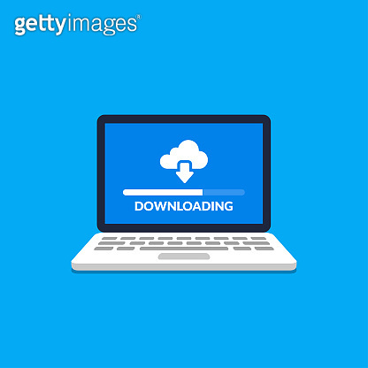 Downloading process on computer screen. Software interface background ...
